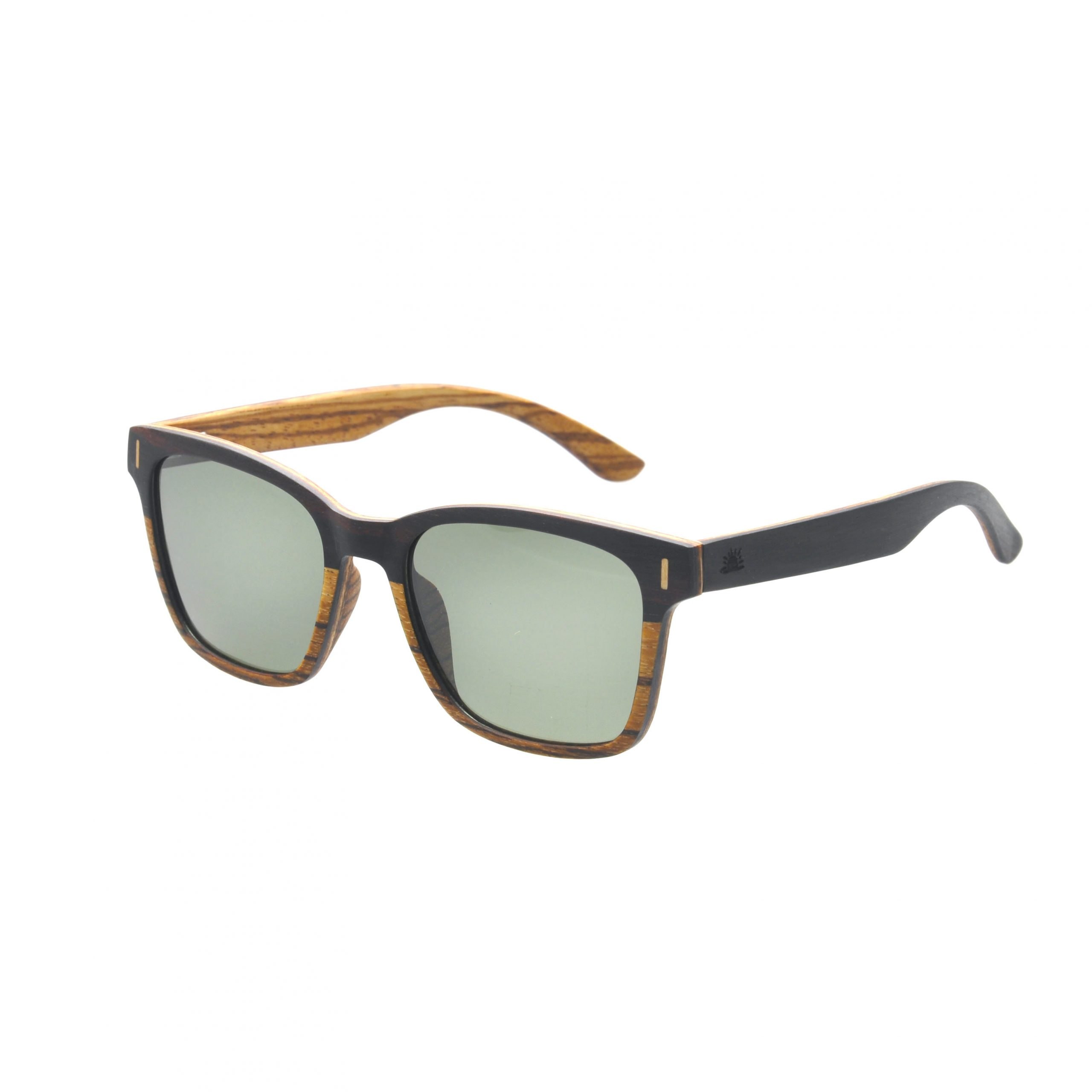Wood Sunglasses - Ebony Zebra Wood Frame with Grey Lenses Driftwood